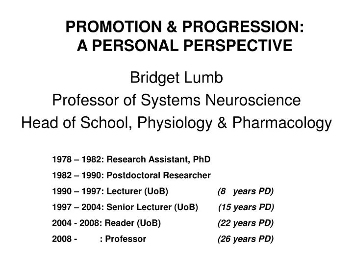 PPT - PROMOTION & PROGRESSION: A PERSONAL PERSPECTIVE PowerPoint ...