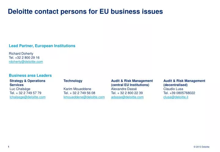 PPT - Deloitte contact persons for EU business issues PowerPoint ...