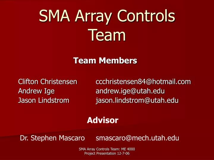 Ppt Sma Array Controls Team Powerpoint Presentation Free Download Id 4232321