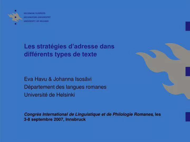 PPT - Les strat égies d’adresse dans différents types de texte ...