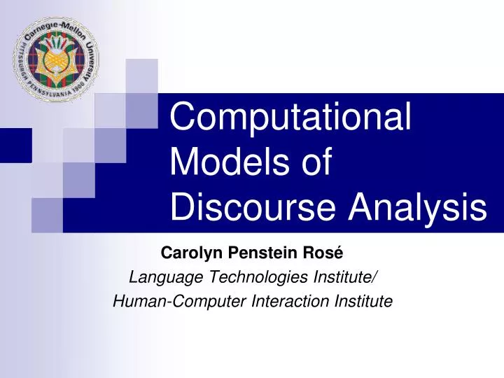 PPT - Computational Models of Discourse Analysis PowerPoint Presentation - ID:4237153
