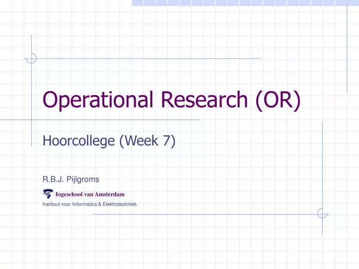 PPT - Operational Research (OR) PowerPoint Presentation, free download ...