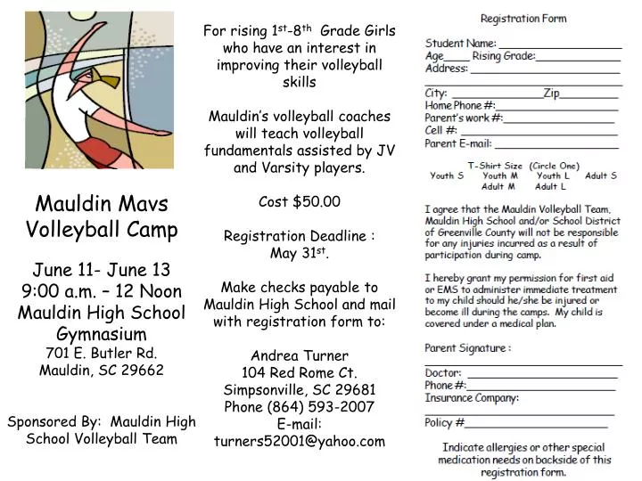 PPT - Mauldin Mavs Volleyball Camp June 11- June 13 9:00 a.m. – 12 Noon ...
