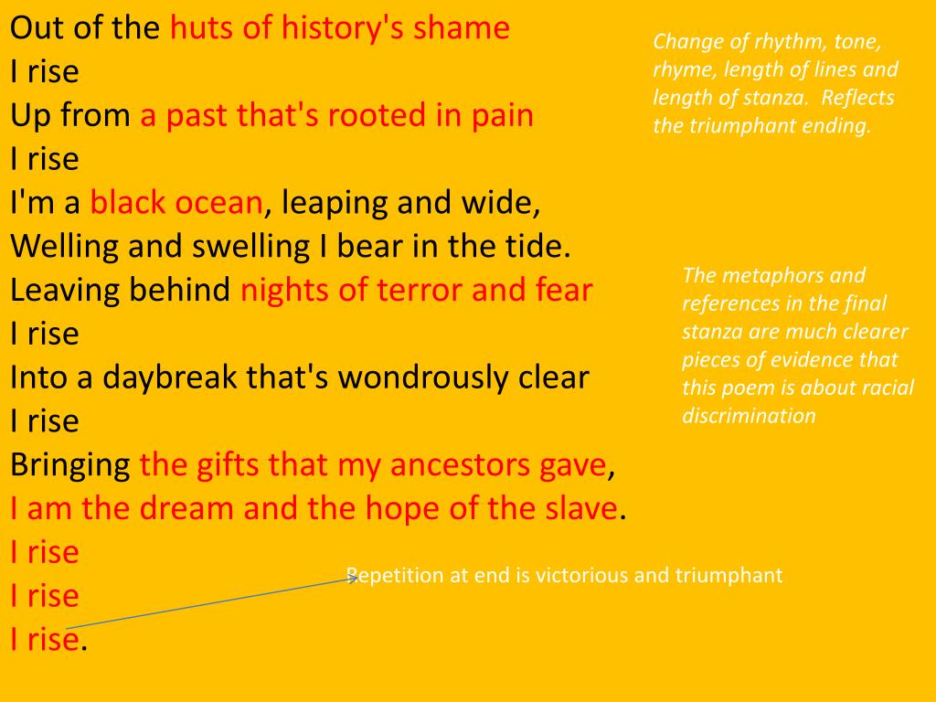 PPT - Still I Rise by Maya Angelou (pg 27) PowerPoint Presentation ...