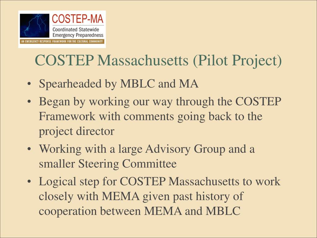 PPT - COSTEP Massachusetts: An Example of Statewide Preparedness for ...