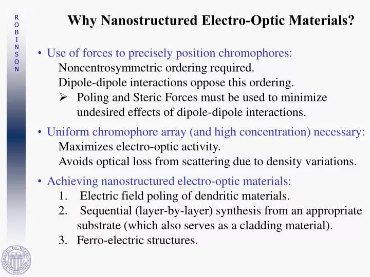 PPT - Why Nanostructured Electro-Optic Materials? PowerPoint ...