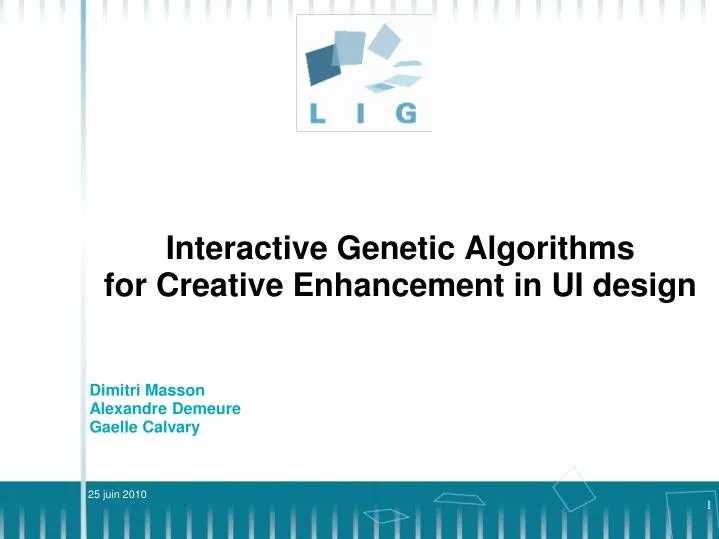 Ppt Interactive Genetic Algorithms For Creative Enhancement In Ui Design Powerpoint