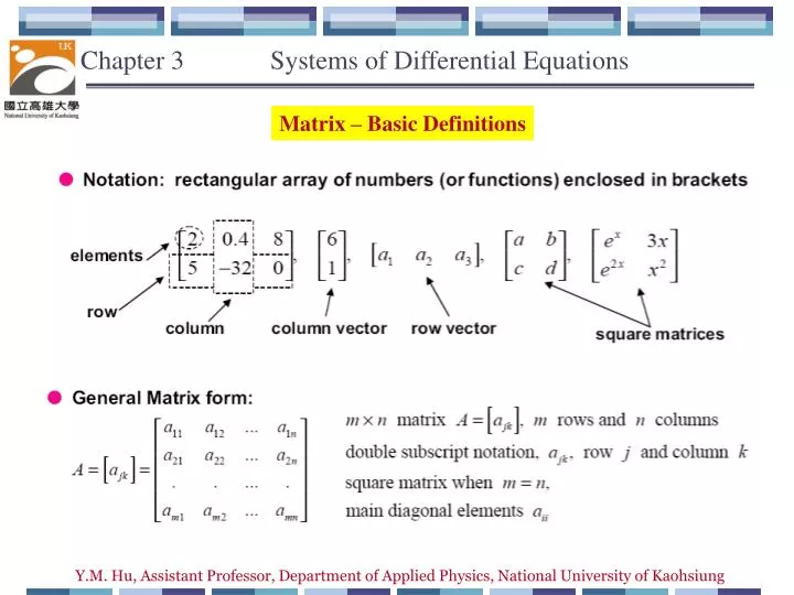 PPT - Matrix – Basic Definitions PowerPoint Presentation, free download ...