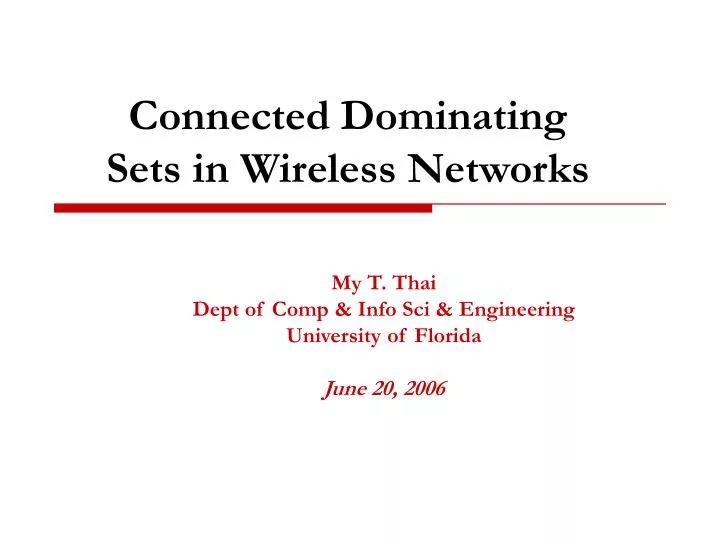 Ppt Connected Dominating Sets In Wireless Networks Powerpoint Presentation Id 4251415