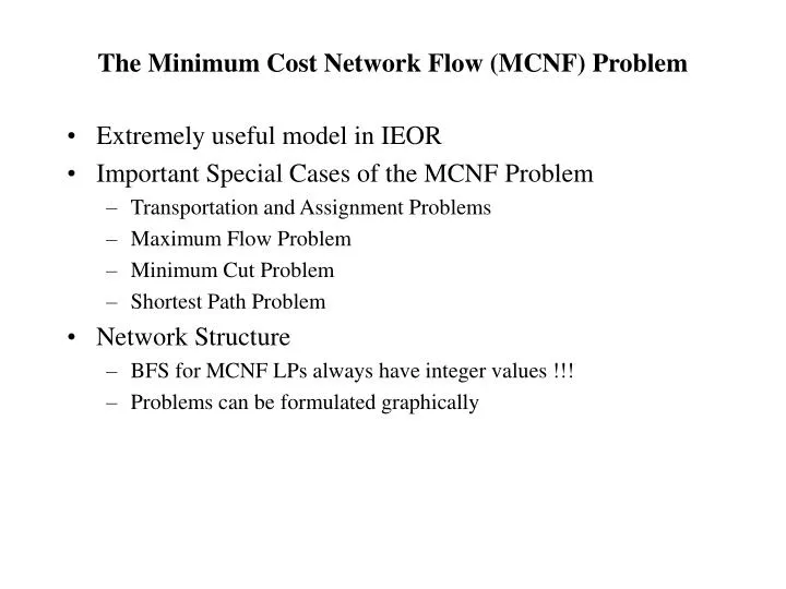 Ppt The Minimum Cost Network Flow Mcnf Problem Powerpoint Presentation Id4253330