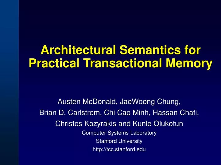 Ppt Architectural Semantics For Practical Transactional Memory Powerpoint Presentation Id