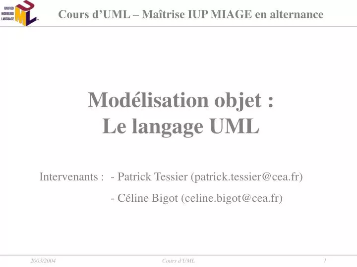 PPT - Modélisation objet : Le langage UML PowerPoint Presentation, free ...