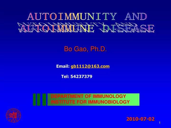 PPT - AUTOIMMUNITY AND AUTOIMMUNE DISEASE PowerPoint Presentation, free ...