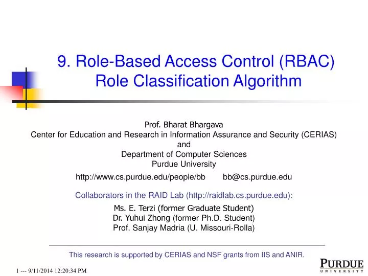 PPT - 9. Role-Based Access Control (RBAC) Role Classification Algorithm ...