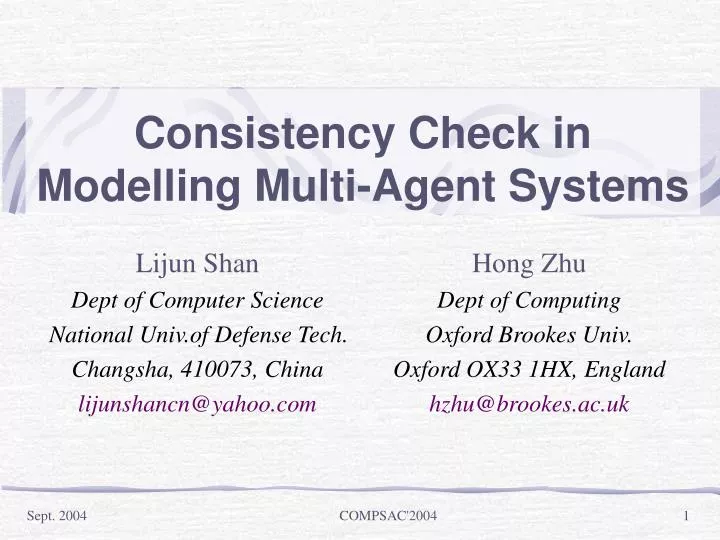 PPT - Consistency Check in Modelling Multi-Agent Systems PowerPoint ...