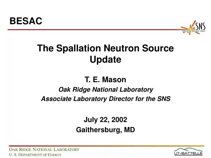 PPT - The Spallation Neutron Source Update PowerPoint Presentation ...