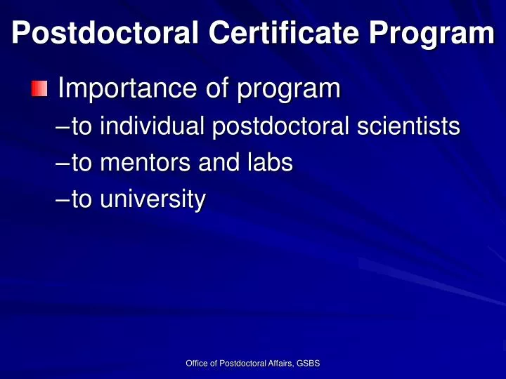 PPT - Postdoctoral Certificate Program PowerPoint Presentation, free ...
