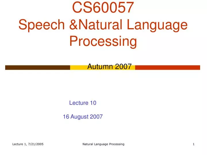 PPT - CS60057 Speech &Natural Language Processing PowerPoint ...