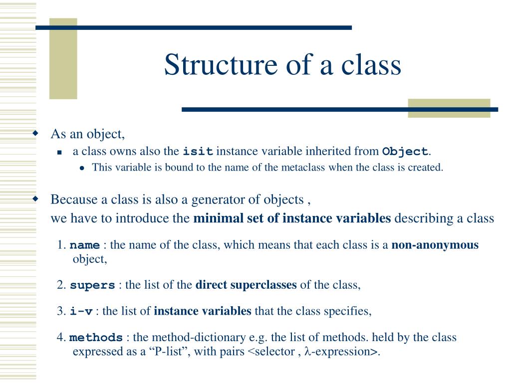 Ppt Metaclasses Are First Class Objects The Objvlisp Model Powerpoint Presentation Id4263909
