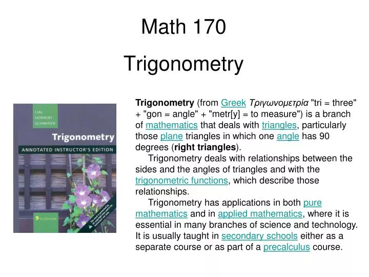 PPT - Math 170 Trigonometry PowerPoint Presentation, free download - ID ...