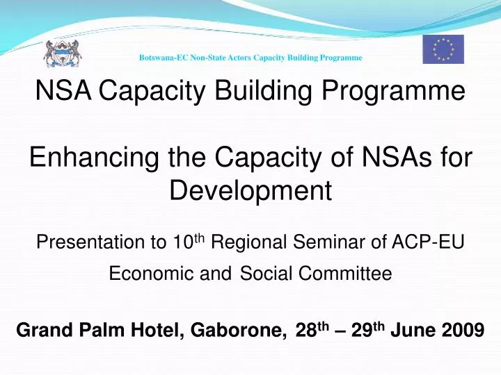 PPT - NSA Capacity Building Programme Enhancing the Capacity of NSAs ...