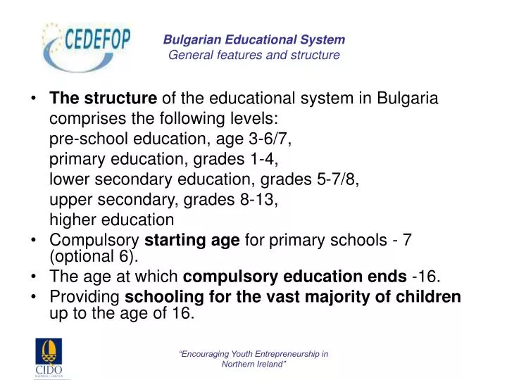 PPT - Bulgarian Educational System General features and structure ...