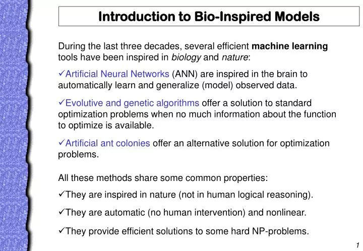 PPT - Introduction to Bio-Inspired Models PowerPoint Presentation, free ...