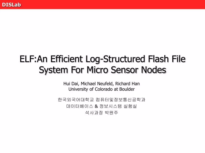 Ppt Elfan Efficient Log Structured Flash File System For Micro Sensor Nodes Powerpoint