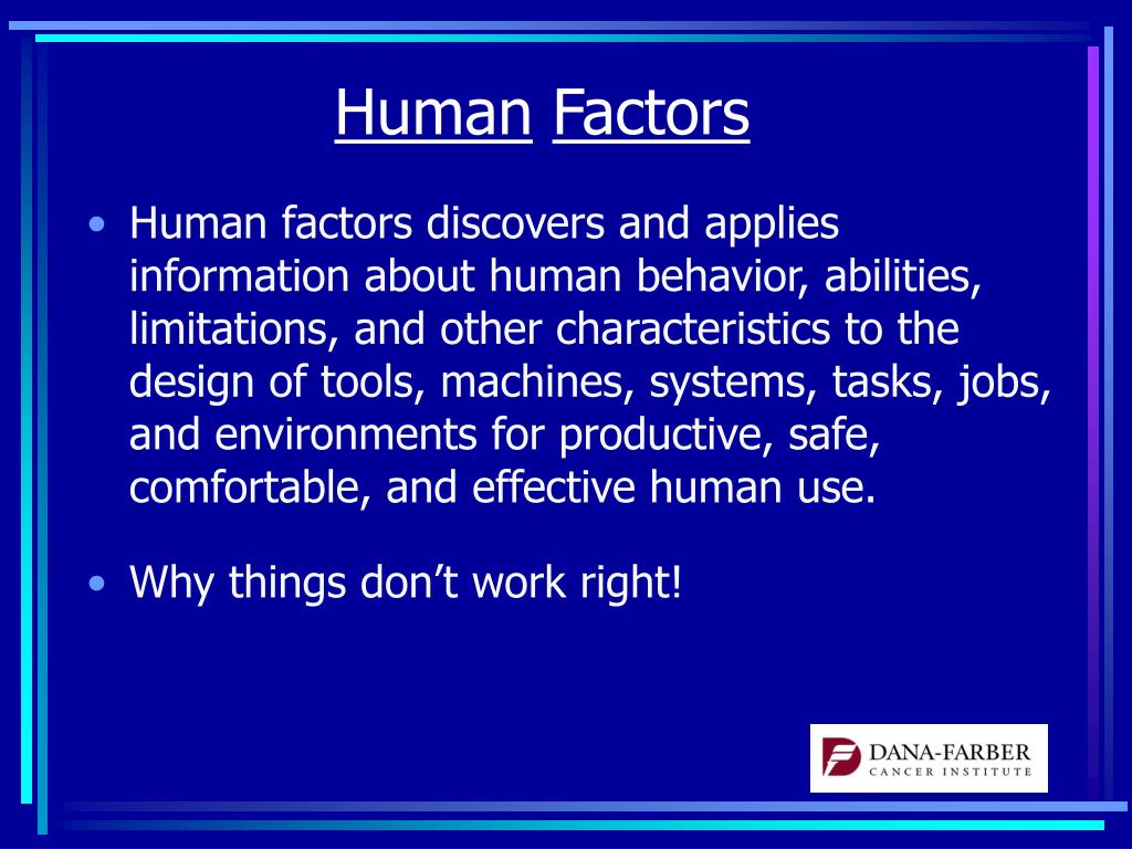 PPT - Patient Safety and Human Factors Concepts Deborah Duncombe, MHP ...