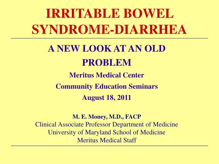 PPT - IRRITABLE BOWEL SYNDROME-DIARRHEA PowerPoint Presentation, free ...
