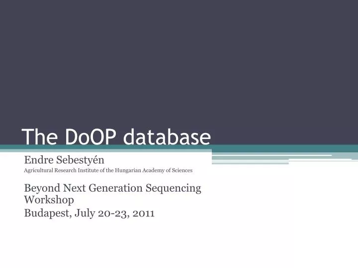 PPT - The DoOP database PowerPoint Presentation, free download - ID:4271067