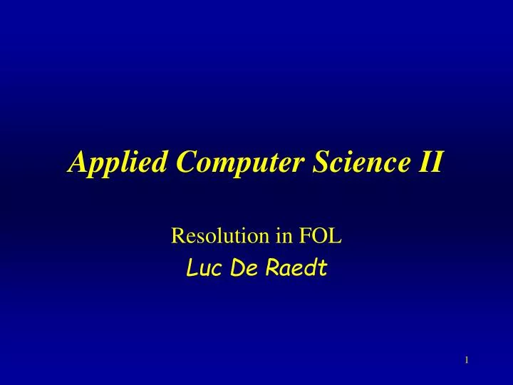PPT - Applied Computer Science II PowerPoint Presentation, free ...