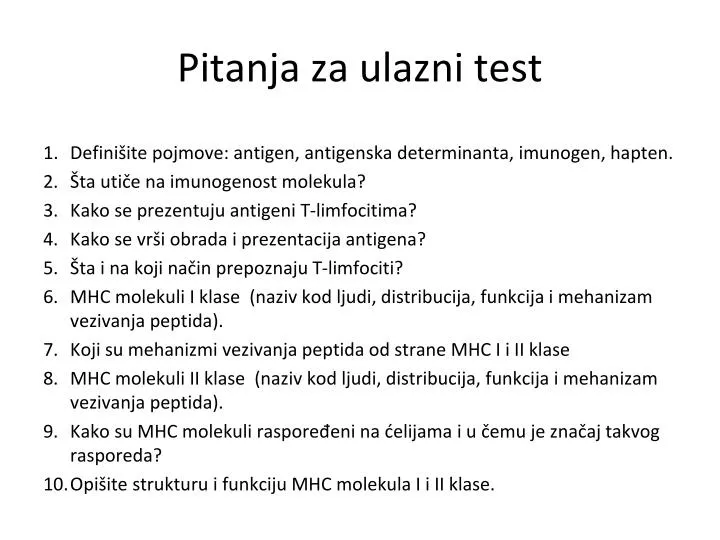 PPT - Pitanja za ulazni test PowerPoint Presentation, free download ...