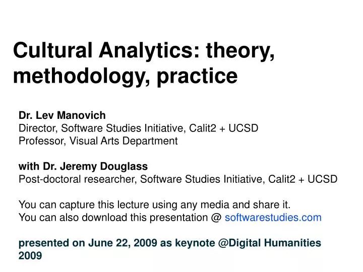 PPT - Cultural Analytics: theory, methodology, practice PowerPoint ...