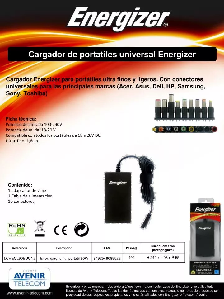 PPT - Cargador de portatiles universal Energizer PowerPoint ...