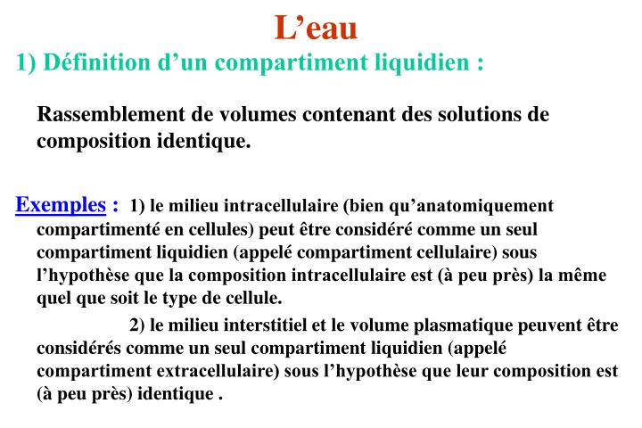 PPT - Compartiments liquidiens PowerPoint Presentation - ID:4280980