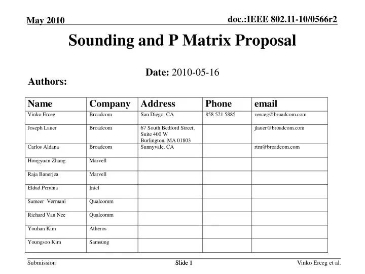 PPT - Sounding and P Matrix Proposal PowerPoint Presentation, free ...