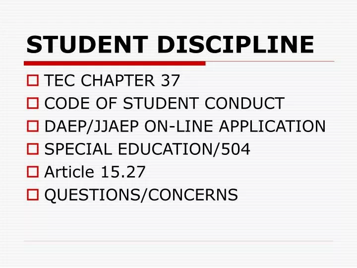 PPT - STUDENT DISCIPLINE PowerPoint Presentation, free download - ID ...