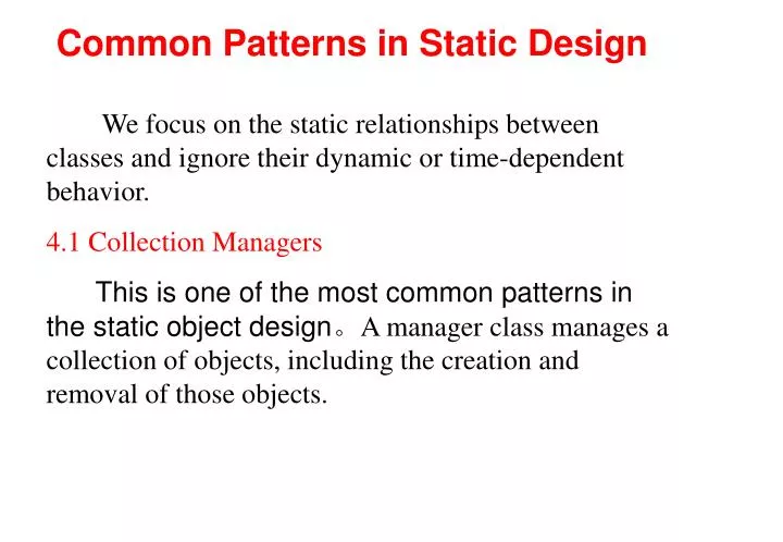 PPT - Common Patterns in Static Design PowerPoint Presentation, free ...