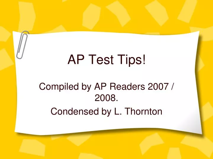 PPT - AP Test Tips! PowerPoint Presentation, free download - ID:4286421