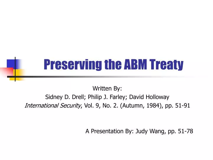 PPT - Preserving the ABM Treaty PowerPoint Presentation, free download ...