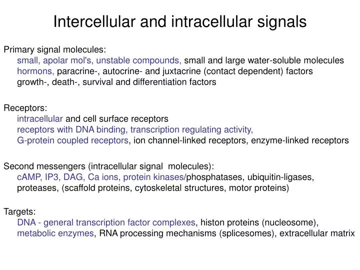 PPT - Intercellular and intracellular signals PowerPoint Presentation ...