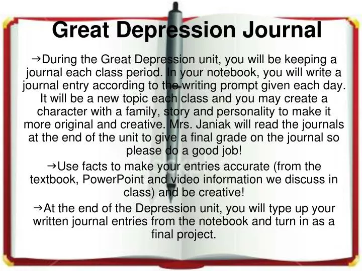 PPT - Great Depression Journal PowerPoint Presentation, free download ...
