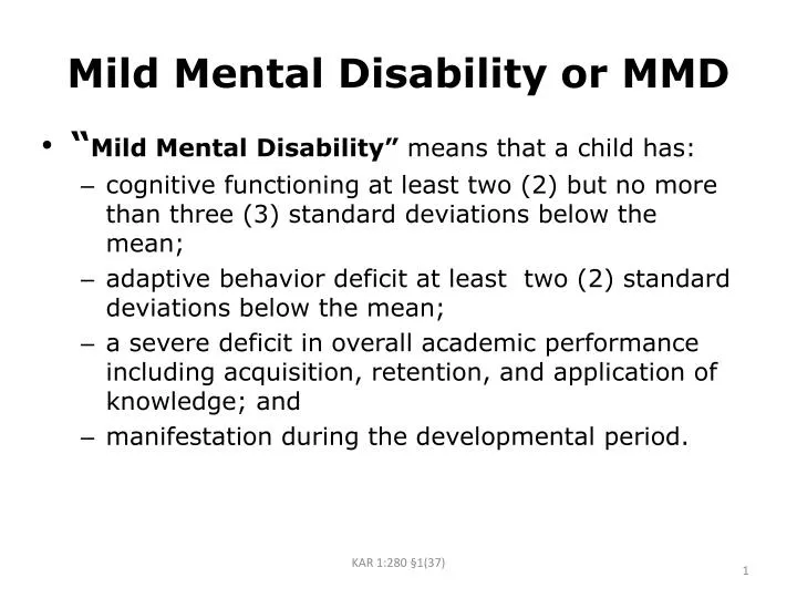 PPT - Mild Mental Disability or MMD PowerPoint Presentation, free ...