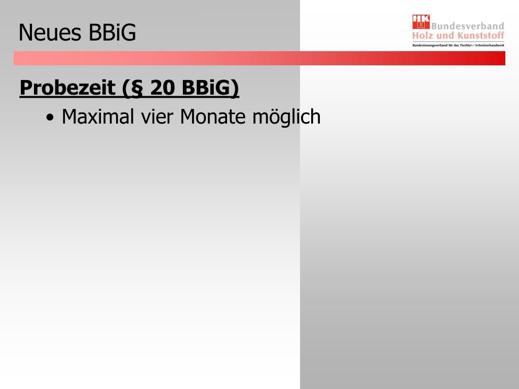 PPT - Auszüge aus dem neuen Berufsbildungsgesetz (BBiG) PowerPoint ...