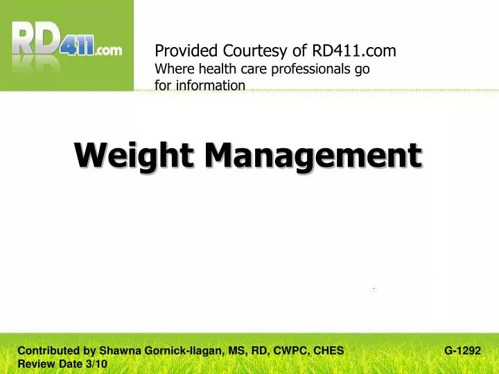 PPT - Weight Management PowerPoint Presentation, free download - ID:4288395