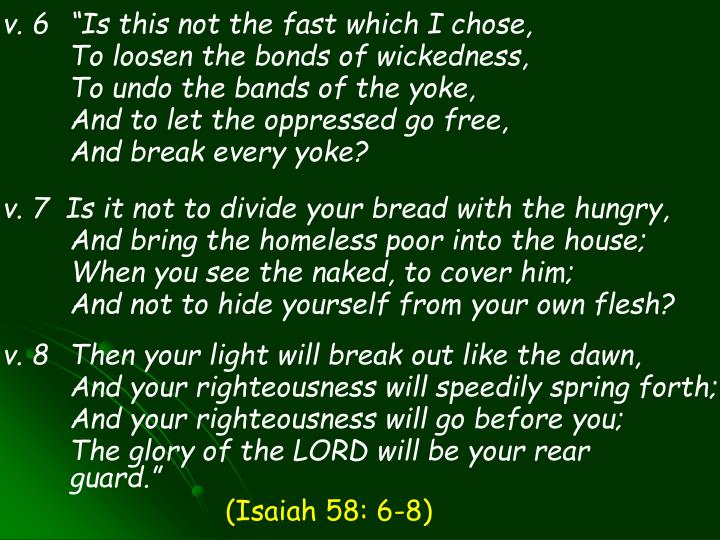 PPT - THE NINE FASTS IN SCRIPTURE (Isaiah 58: 6-8) PowerPoint ...