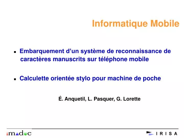 PPT - Informatique Mobile PowerPoint Presentation, free download - ID ...