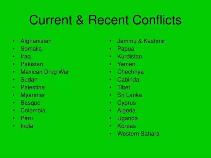 PPT - Current & Recent Conflicts PowerPoint Presentation, free download ...