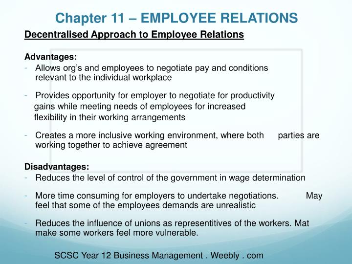 PPT - Chapter 11 – EMPLOYEE RELATIONS PowerPoint Presentation - ID:4292948